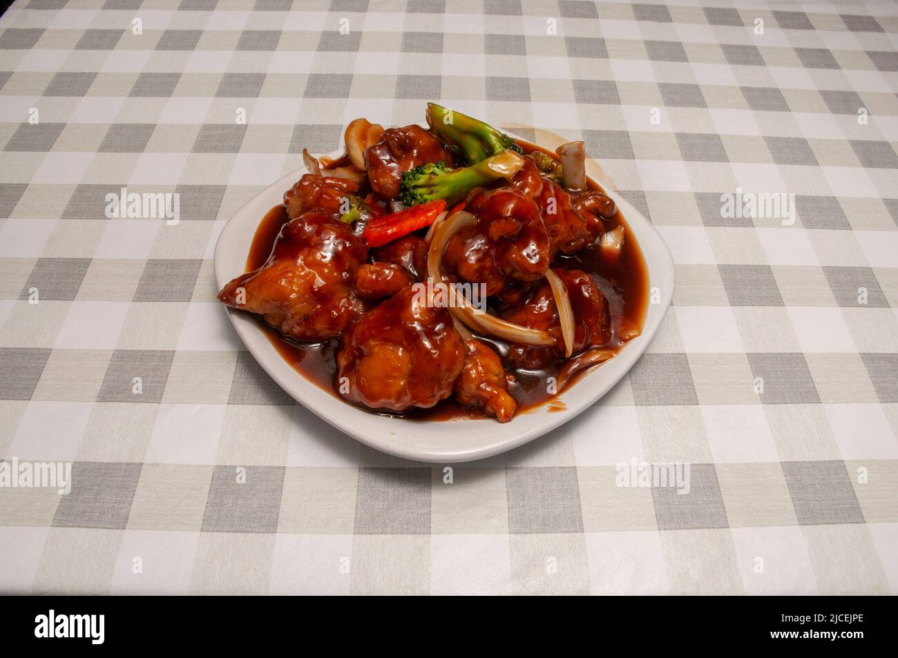 Traditional and authentic Chinese cuisine known as general tsu chicken ...