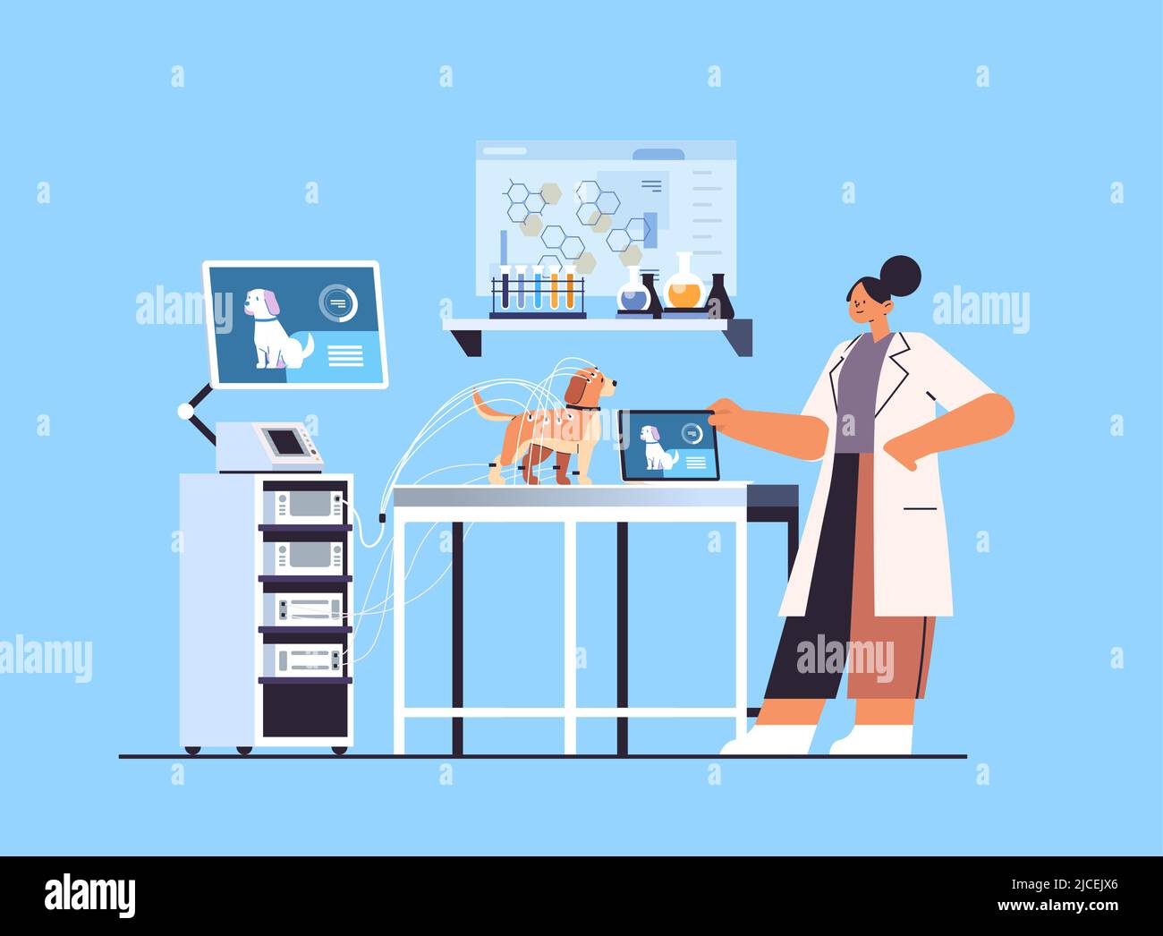 scientist or veterinary worker doing experiments in lab with ...