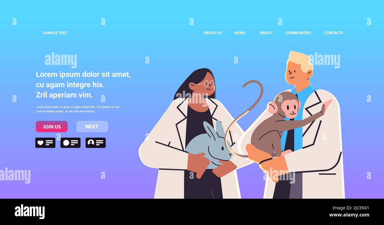 scientists or veterinary workers doing experiments in lab with ...