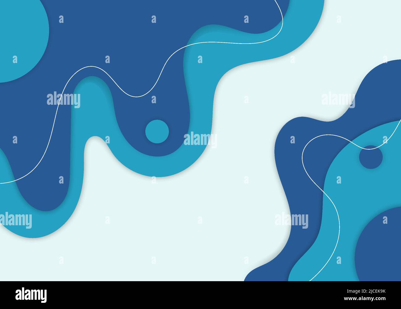 Abstract Blue Wavy Pattern Design Decorative Of Minimal Style Overlapping Artwork Template