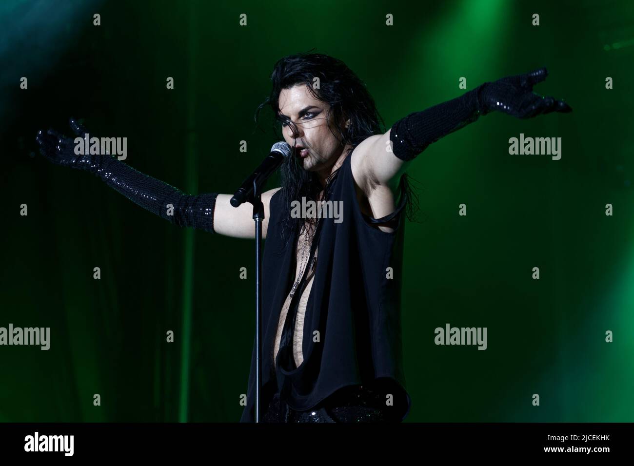 Wild rock performer FRIGID on stage at the Supernova show in Montreal ...