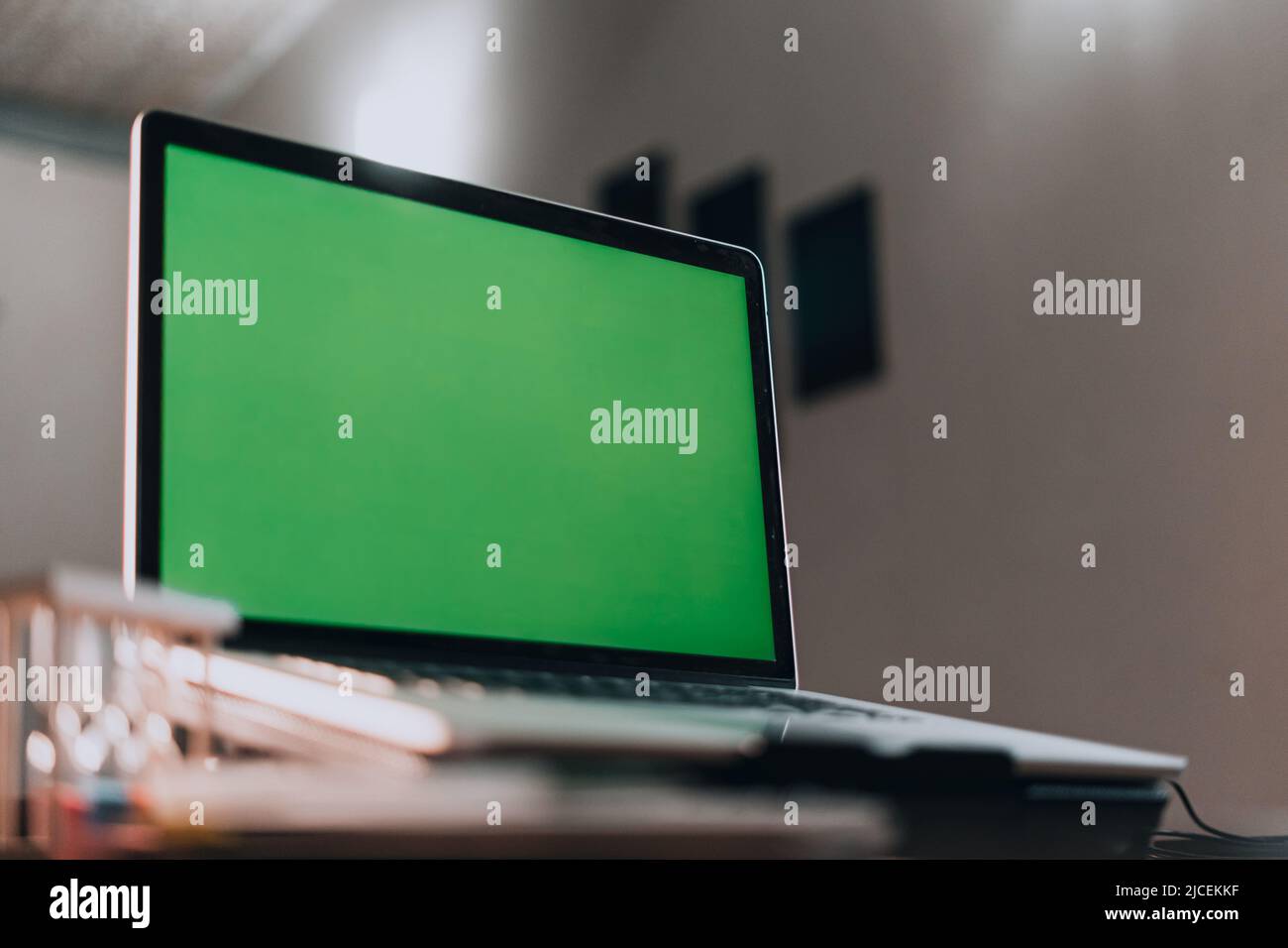 Office desk green screen on hi-res stock photography and images - Alamy