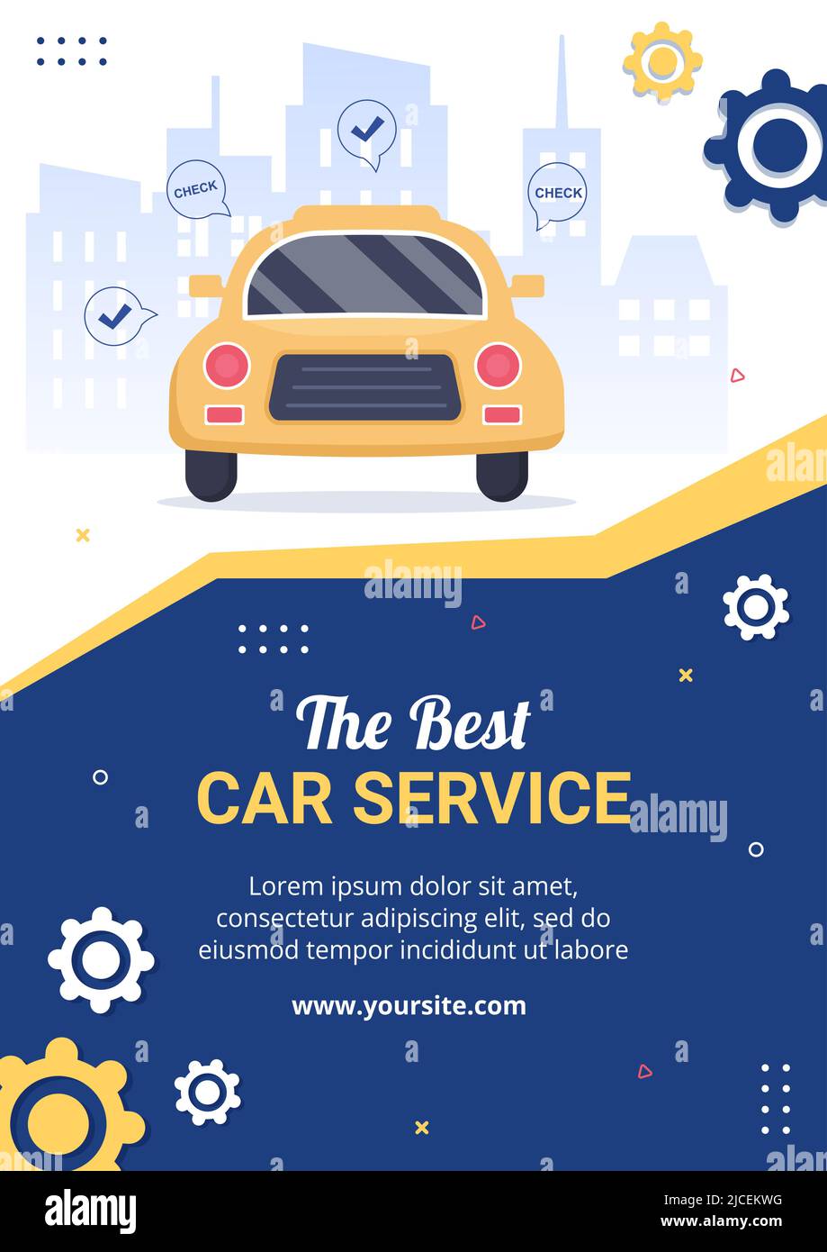 Car Service Flyer Template Social Media Flat Cartoon Background Vector ...