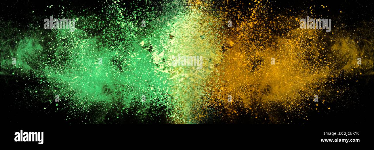 Explosion, Splashes of turmeric on a black background. India Seasoning ...