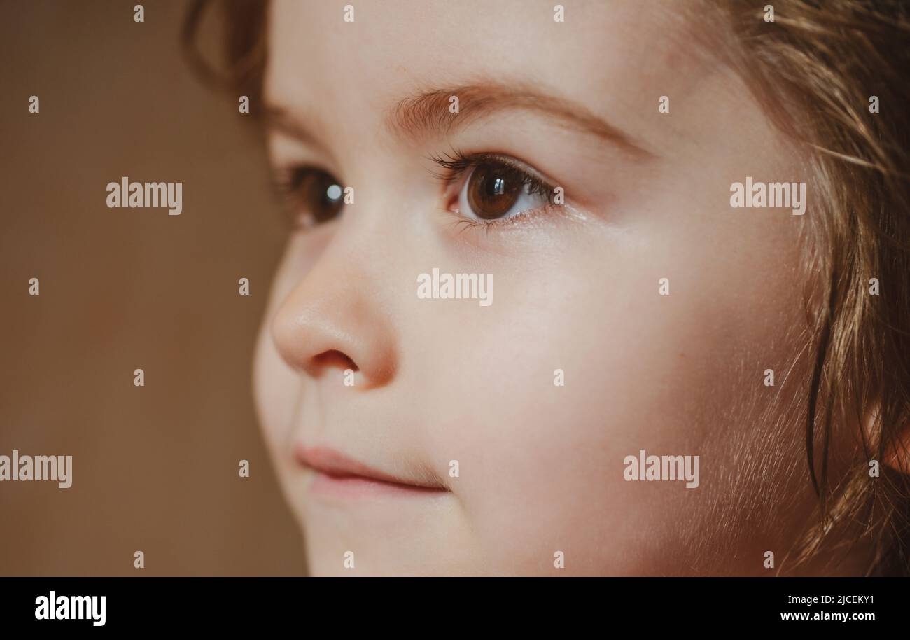 Portrait of little boy. Concept of kids face close-up. Head shoot ...