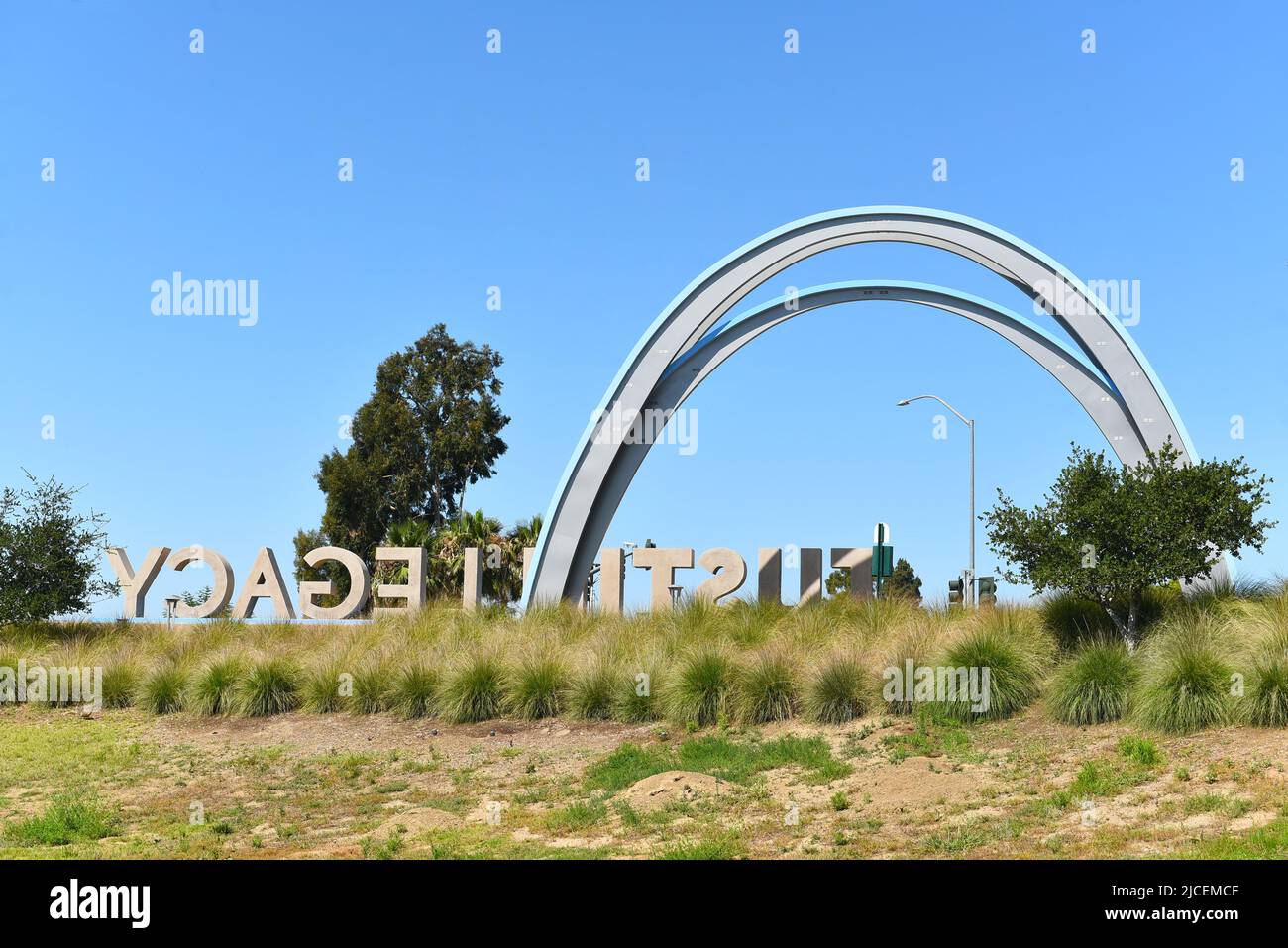 TUSTIN, CALIFORNIA - 12 JUN 2022: Tustin Legacy sign and Arch seen from ...
