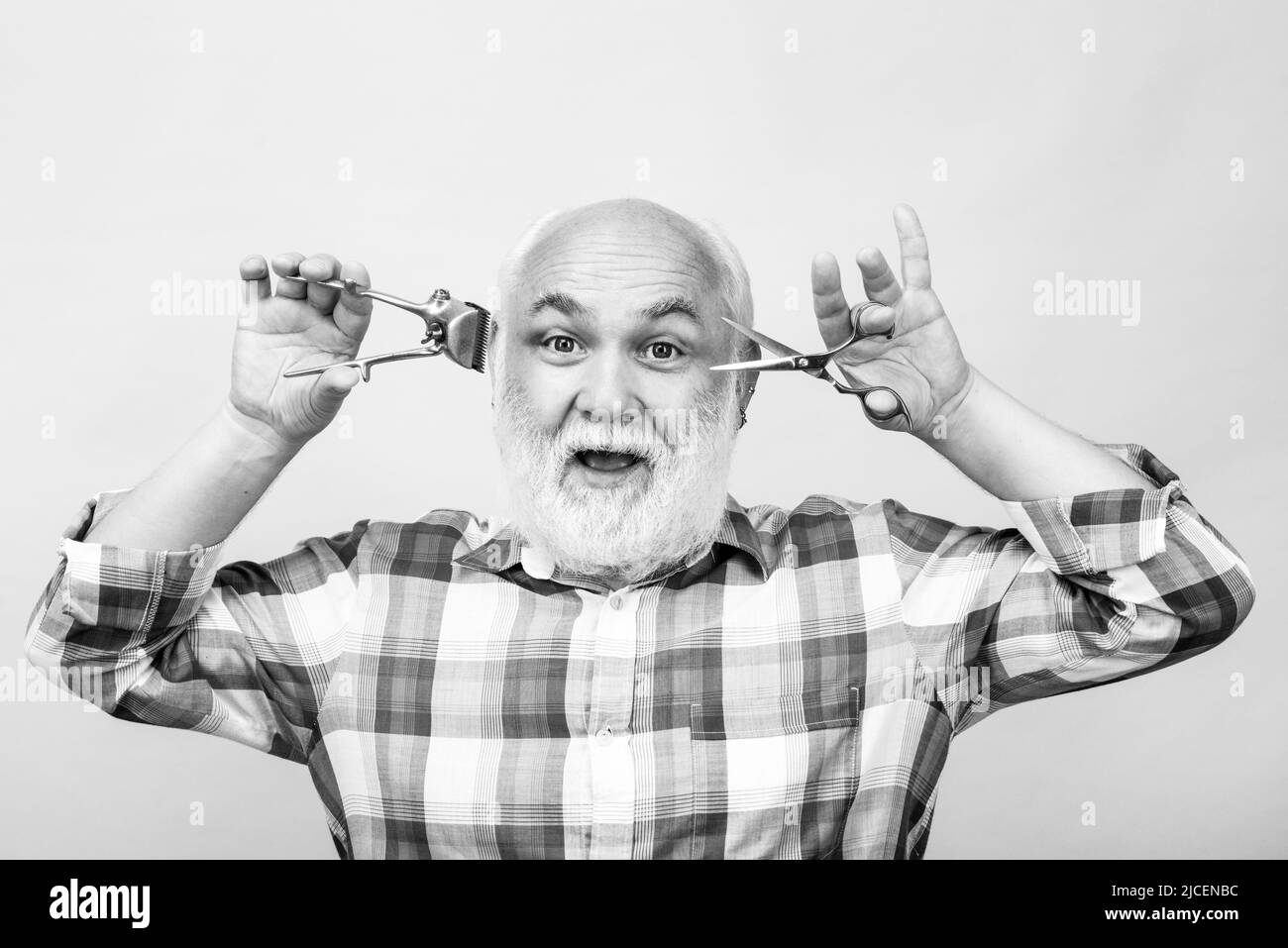 Barber scissors and straight razor hair clipper, Vintage barber shop ...