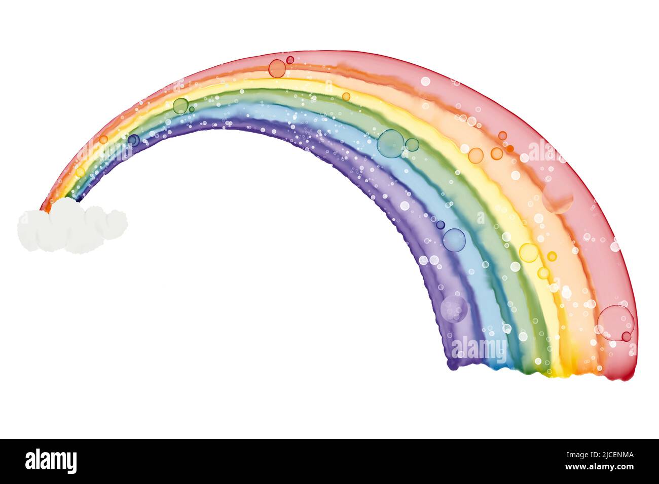 Rainbow and clouds with a painting art background. Alcohol ink ...