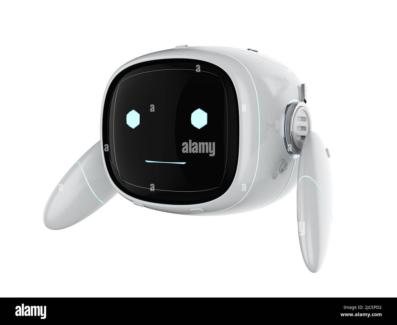 3d rendering cute assistant artificial intelligence robot no leg with cartoon character isolated ...