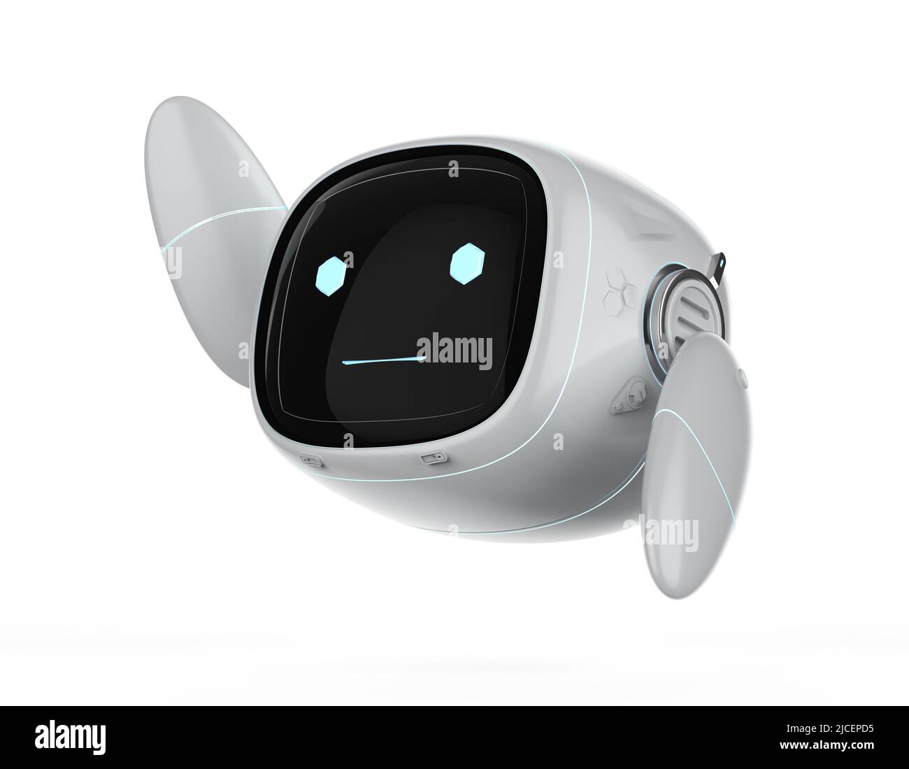 3d rendering cute assistant artificial intelligence robot no leg with ...