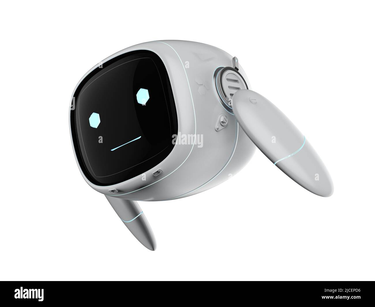 3d rendering cute assistant artificial intelligence robot no leg with cartoon character isolated ...