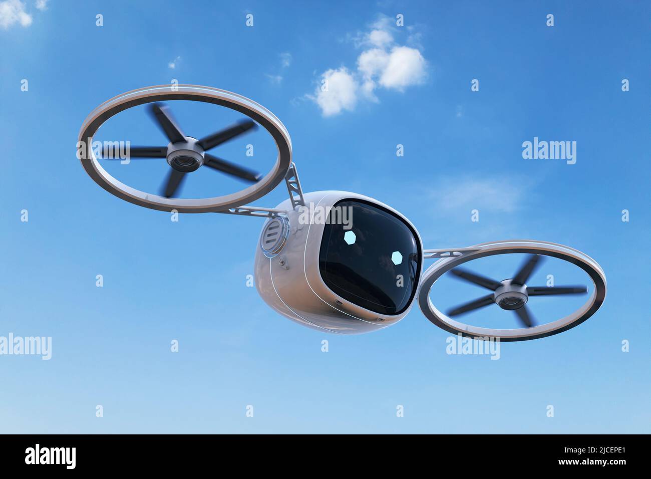 3d rendering surveillance robot or drone with cartoon character flying ...