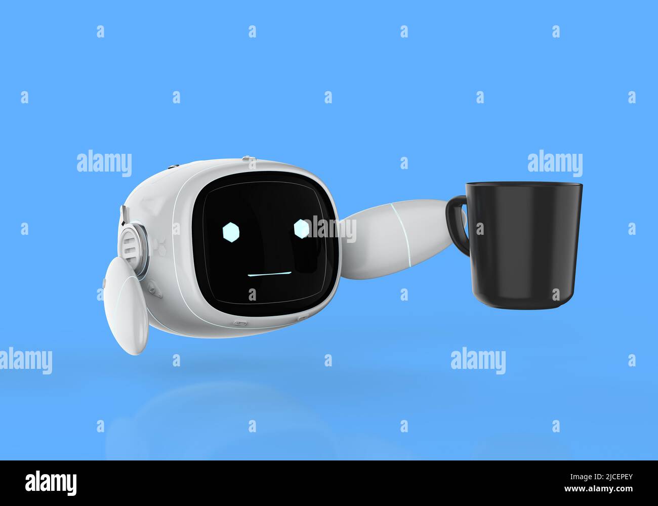 Automation cafe or coffee shop concept with 3d rendering robotic ...