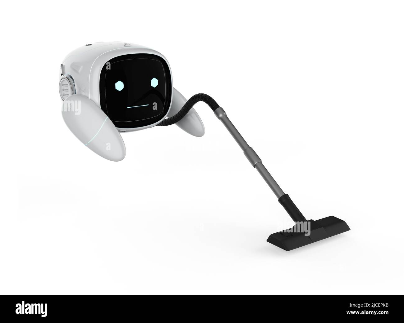 Automatic housekeeper with 3d rendering cute assistant artificial ...