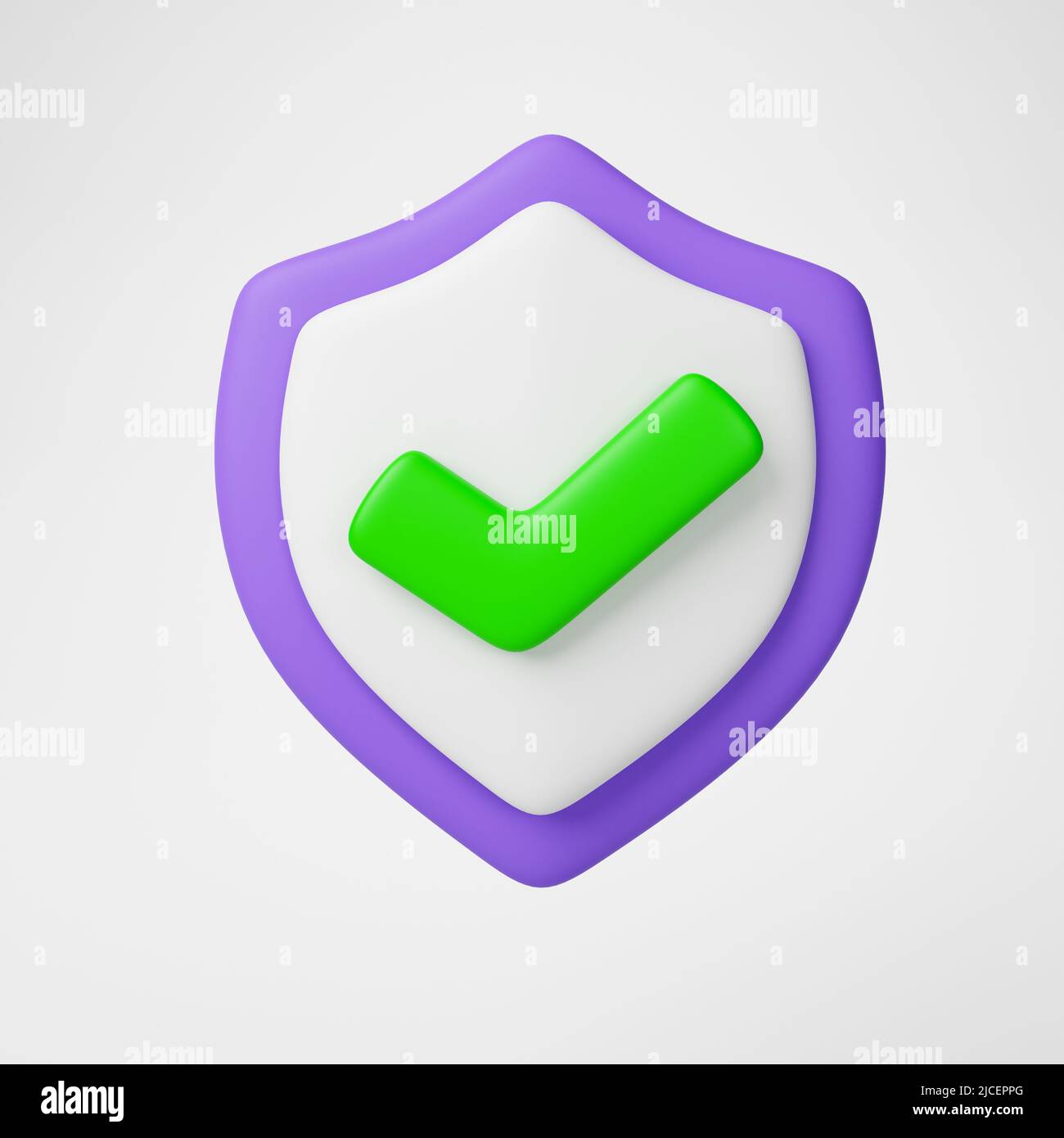 3d protection shield icon, checkmark on shield symbol, safety concept ...
