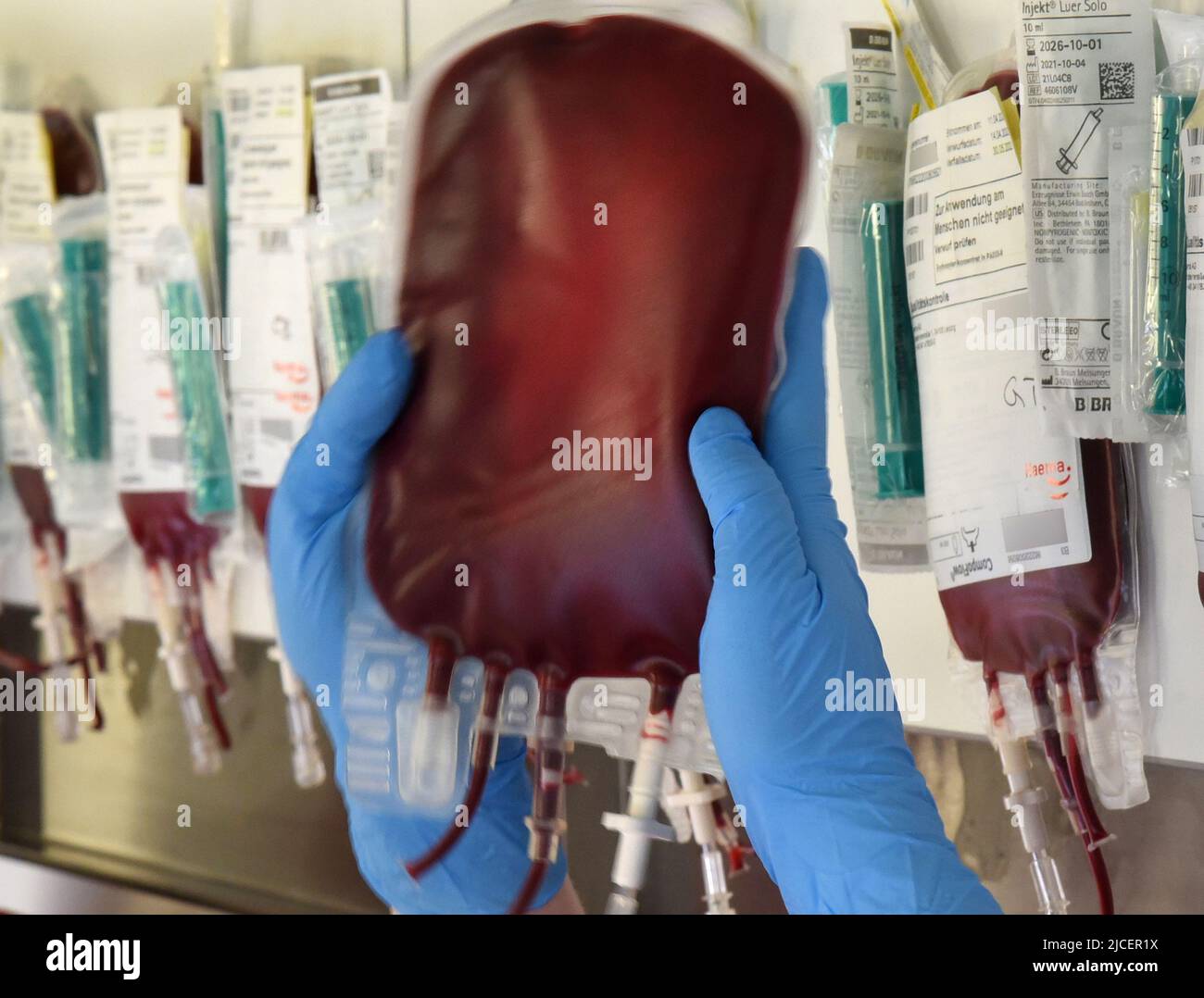 Leipzig, Germany. 09th June, 2022. An employee prepares blood samples ...