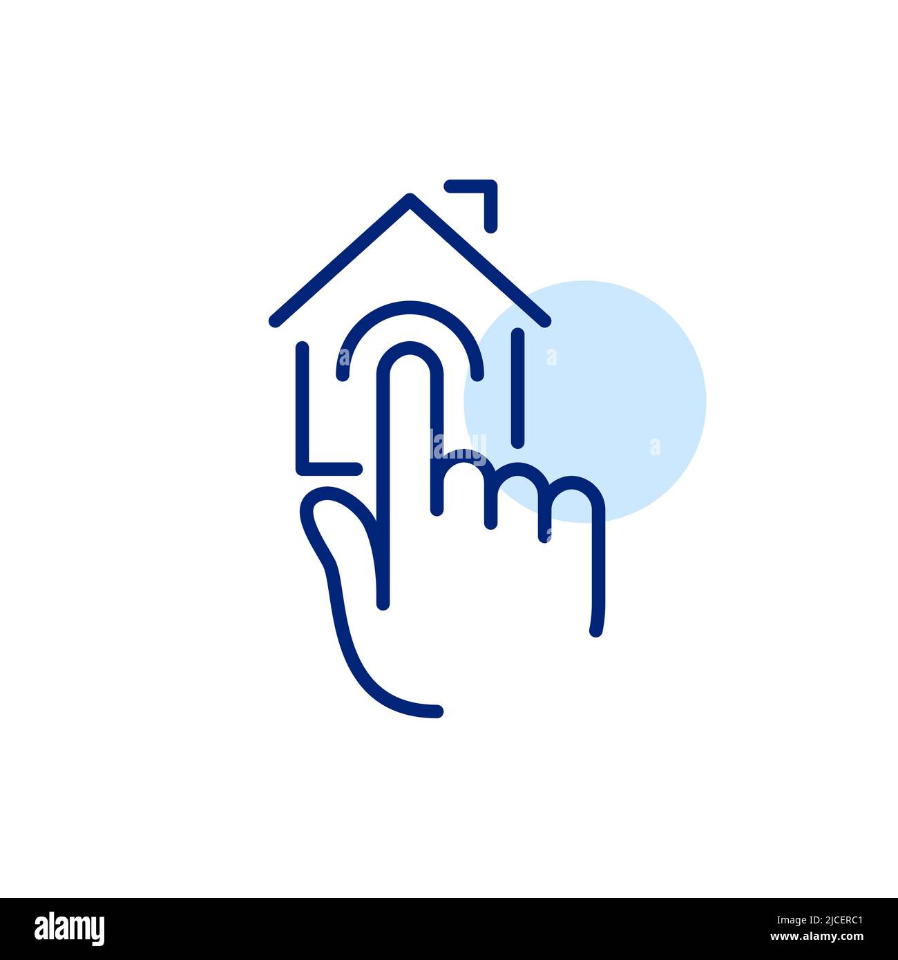 Smart home control tapping finger. Pixel perfect, editable stroke line ...