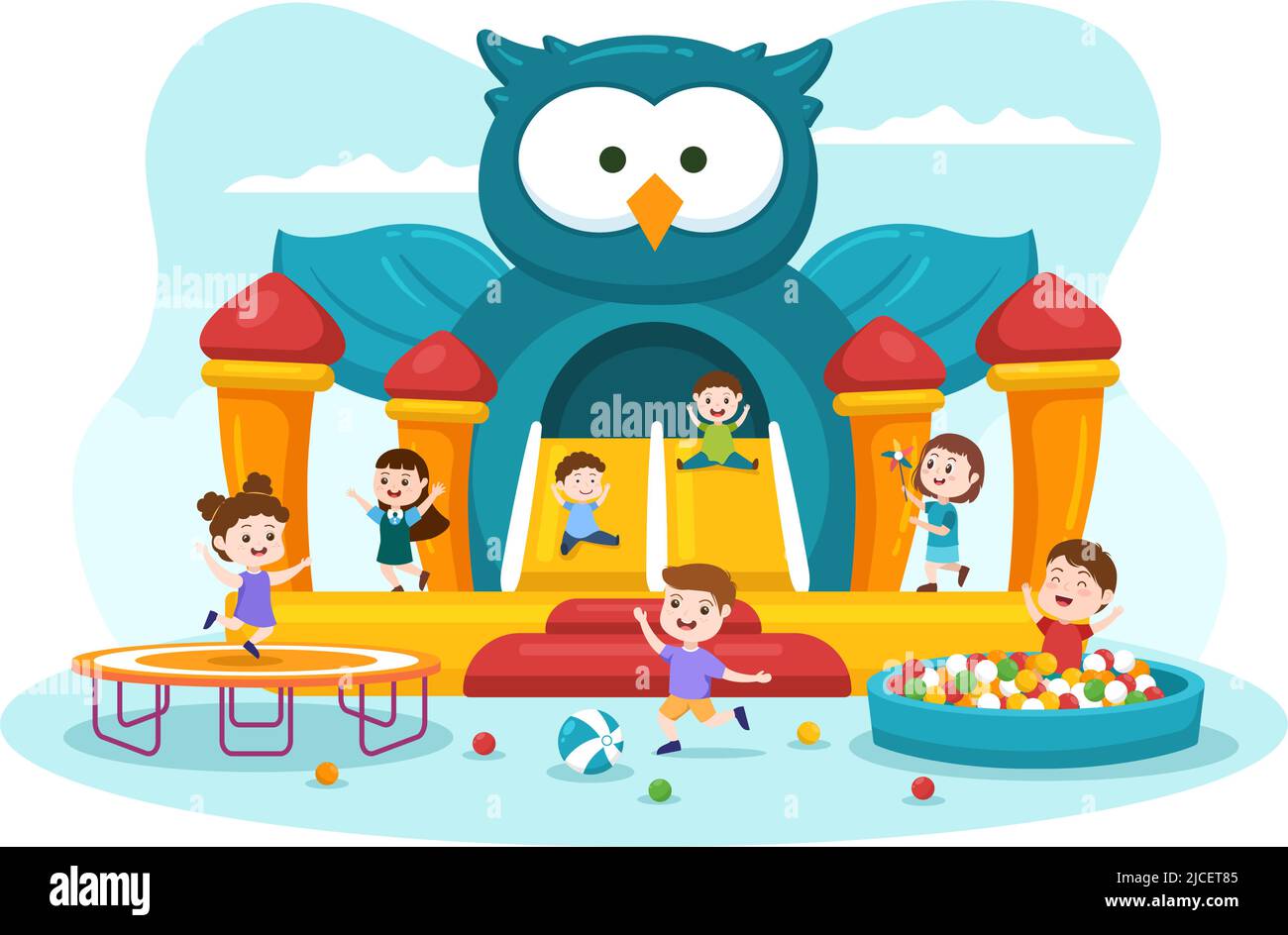 Children Playground with Swings, Slide, Climbing Ladders and More in the Amusement Park for ...