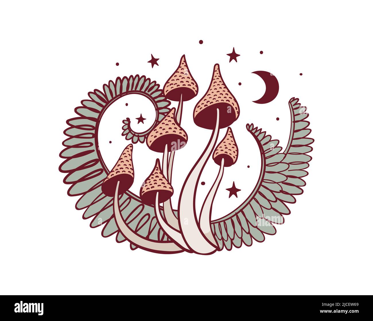 Forest poisonous mushrooms, witch sticker, magical fairy tale symbol ...