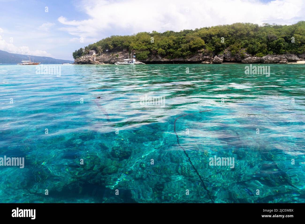 Pristine waters off Sumilon island in Oslob, Cebu, Philippines Stock ...