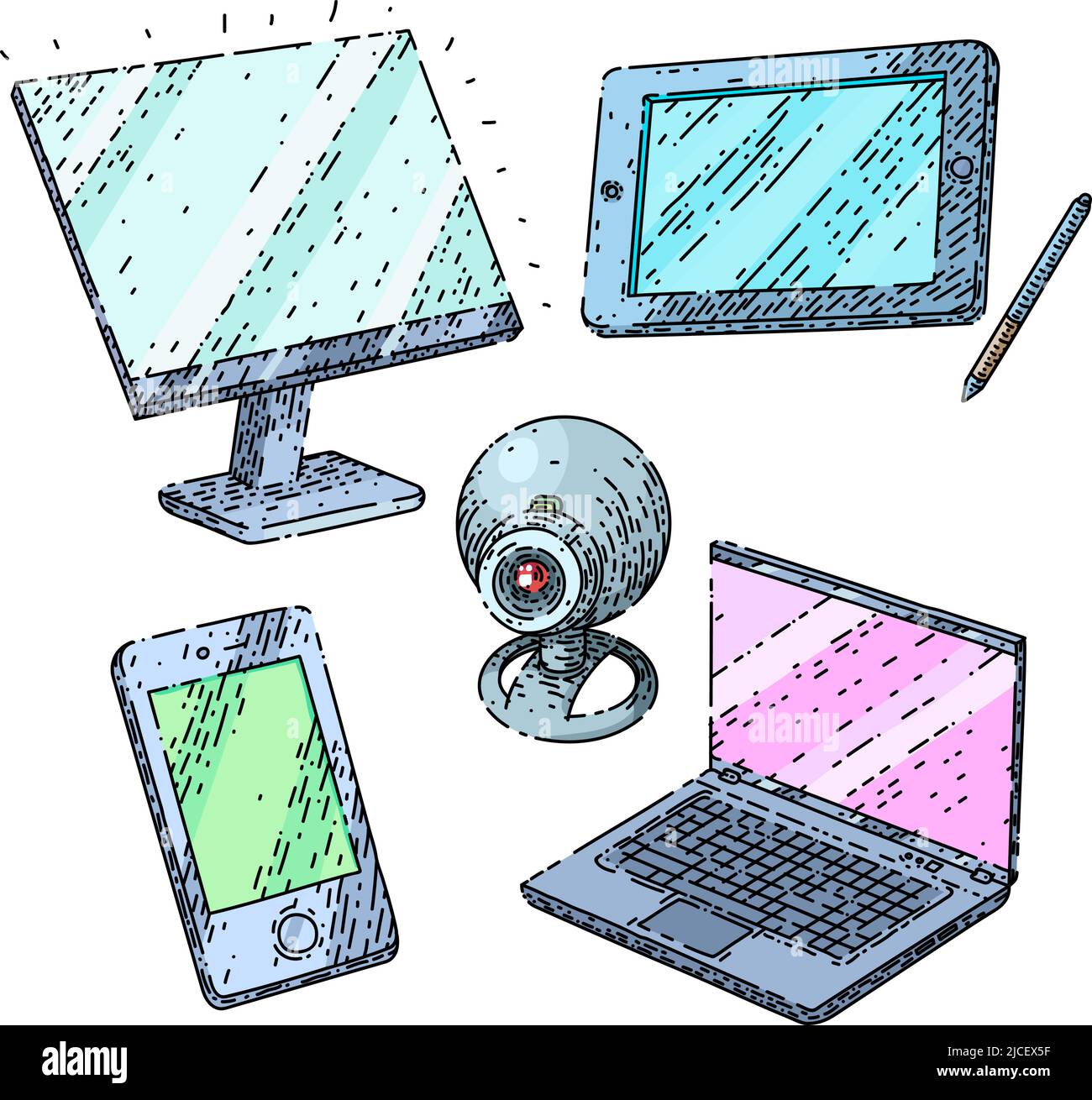 gadget technology set sketch hand drawn vector Stock Vector Image & Art ...