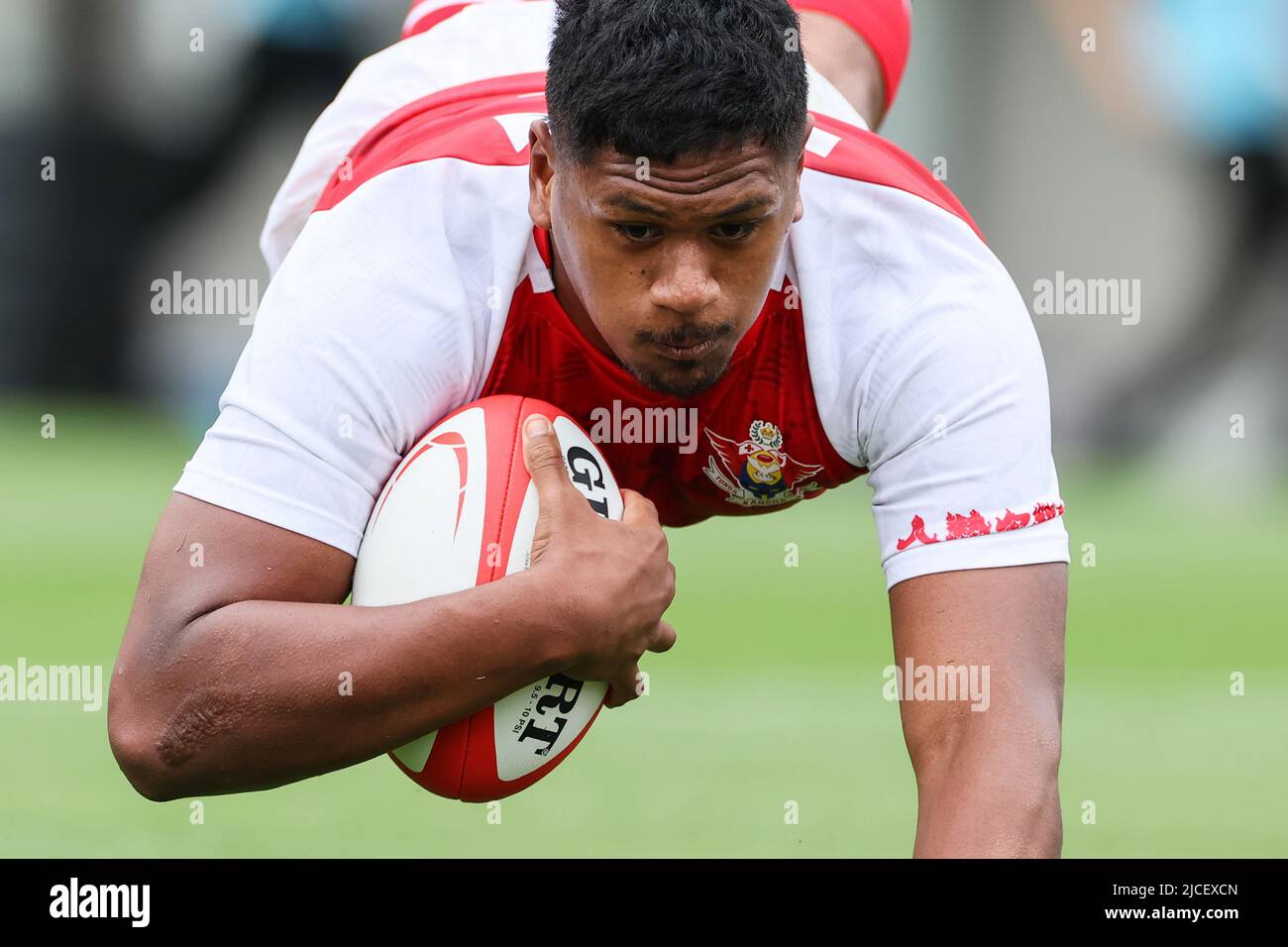 Tokyo, Japan. 11th June, 2022. Esei Haangana (TONGA SAMURAI XV) Rugby ...