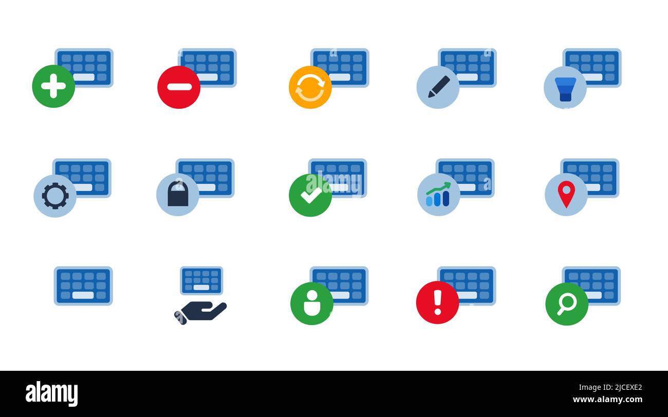 Keyboard digital input device button icon set collection isolated ...