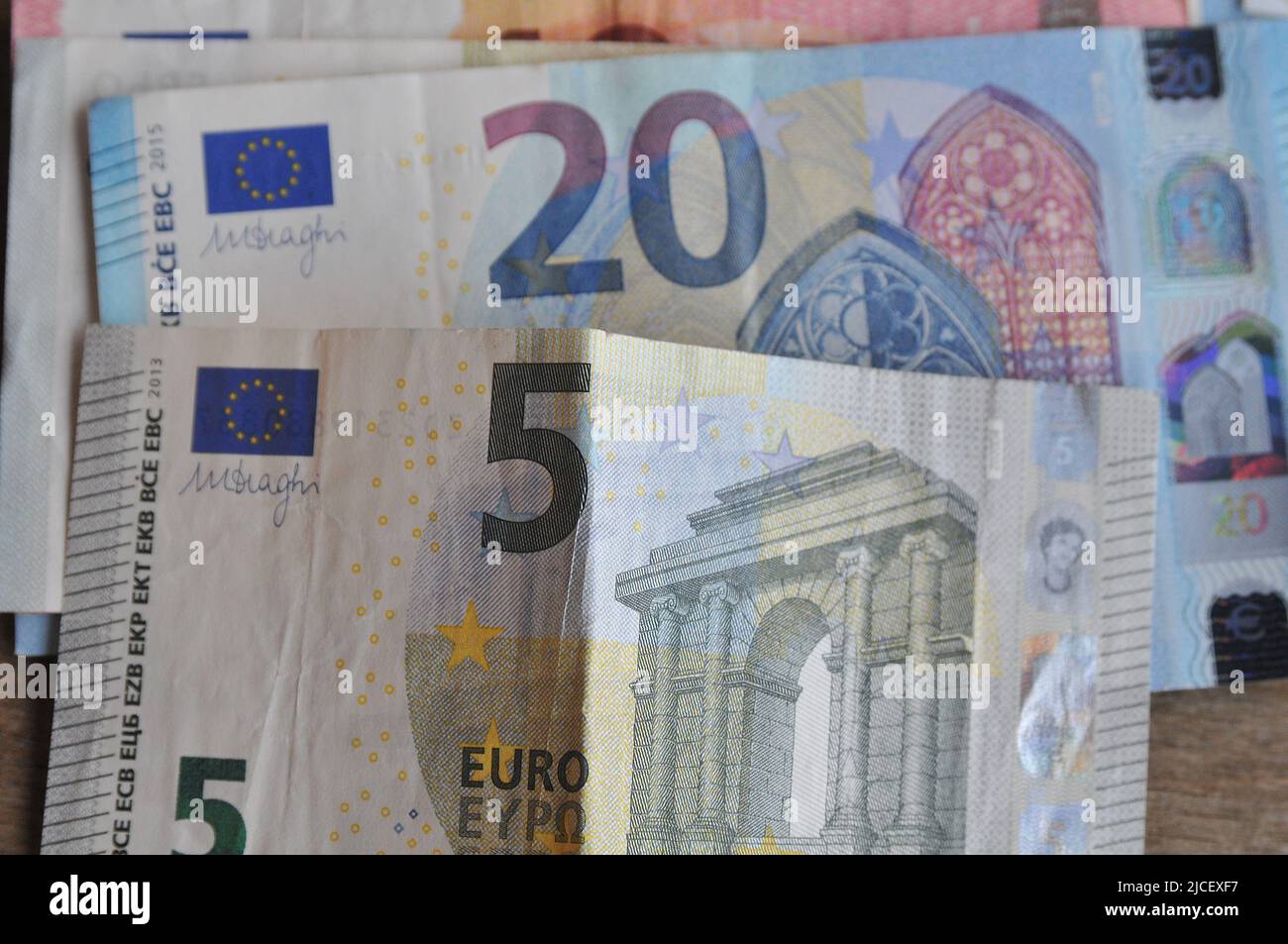 Kastrup/Copenhagen/Denmark/ 13 June 2022/EU-Euro currency notes in ...