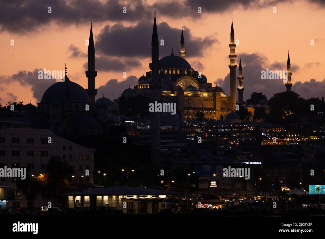 Istanbul at night, amazing mosques sit atop the hills Stock Photo - Alamy