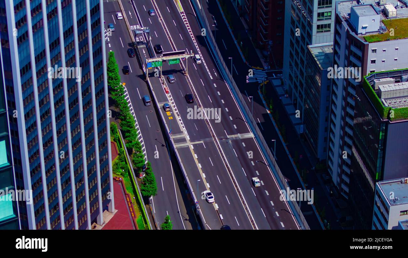A timelapse of traffic jam on the highway at the urban city in Tokyo ...