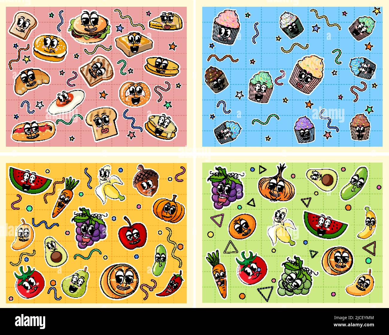 Food and dessert cartoon seamless illustration Stock Vector Image & Art ...