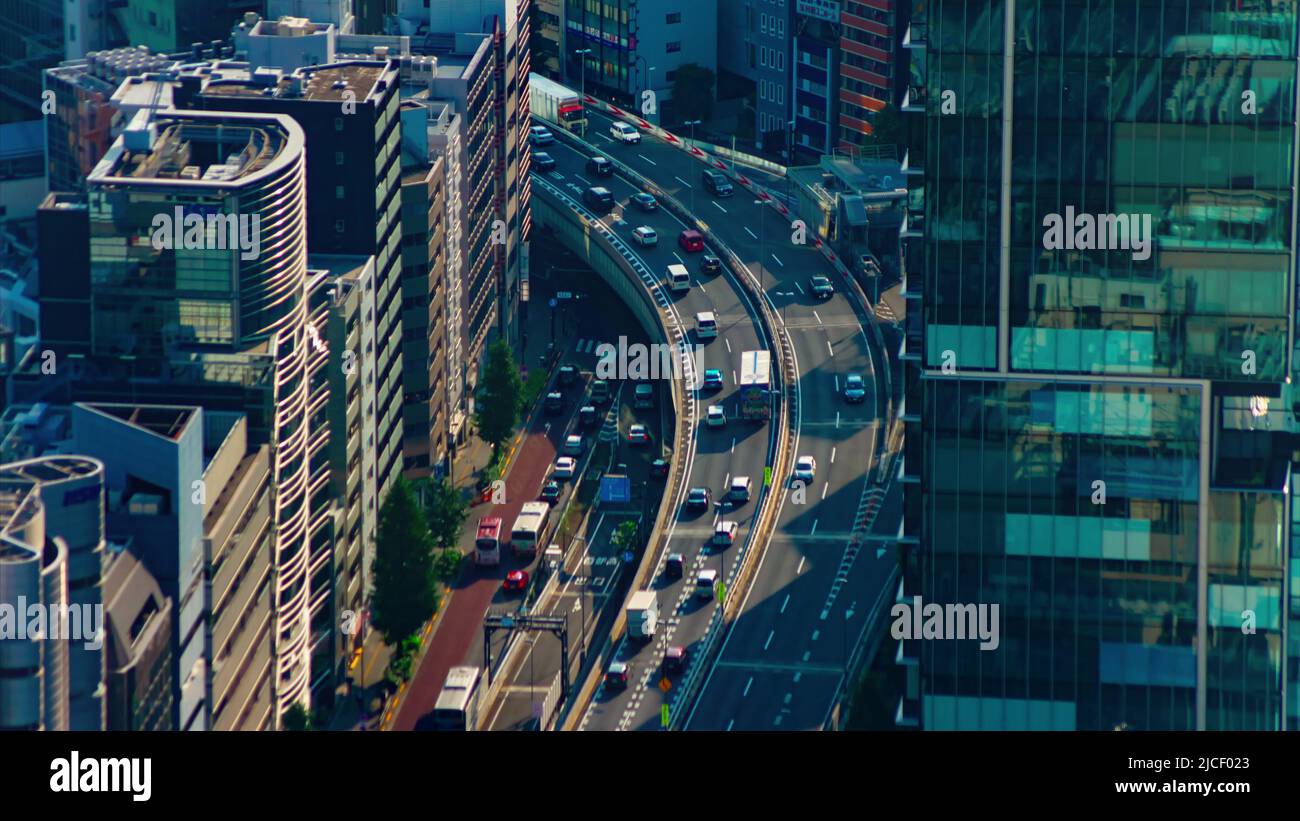 A timelapse of highway at the urban city in Tokyo long shot tilt Stock ...