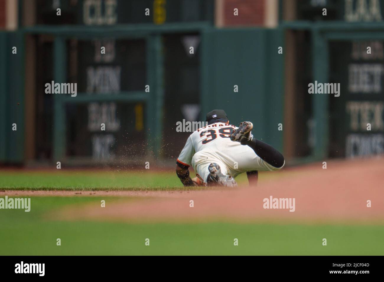 s38 fields a ground ball hit by Los Angeles Dodgers second baseman ...