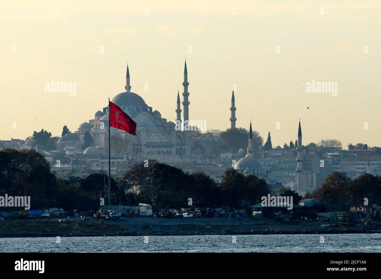 View of the Blue mosque seen from the Asian side of Istanbul, Turkey ...