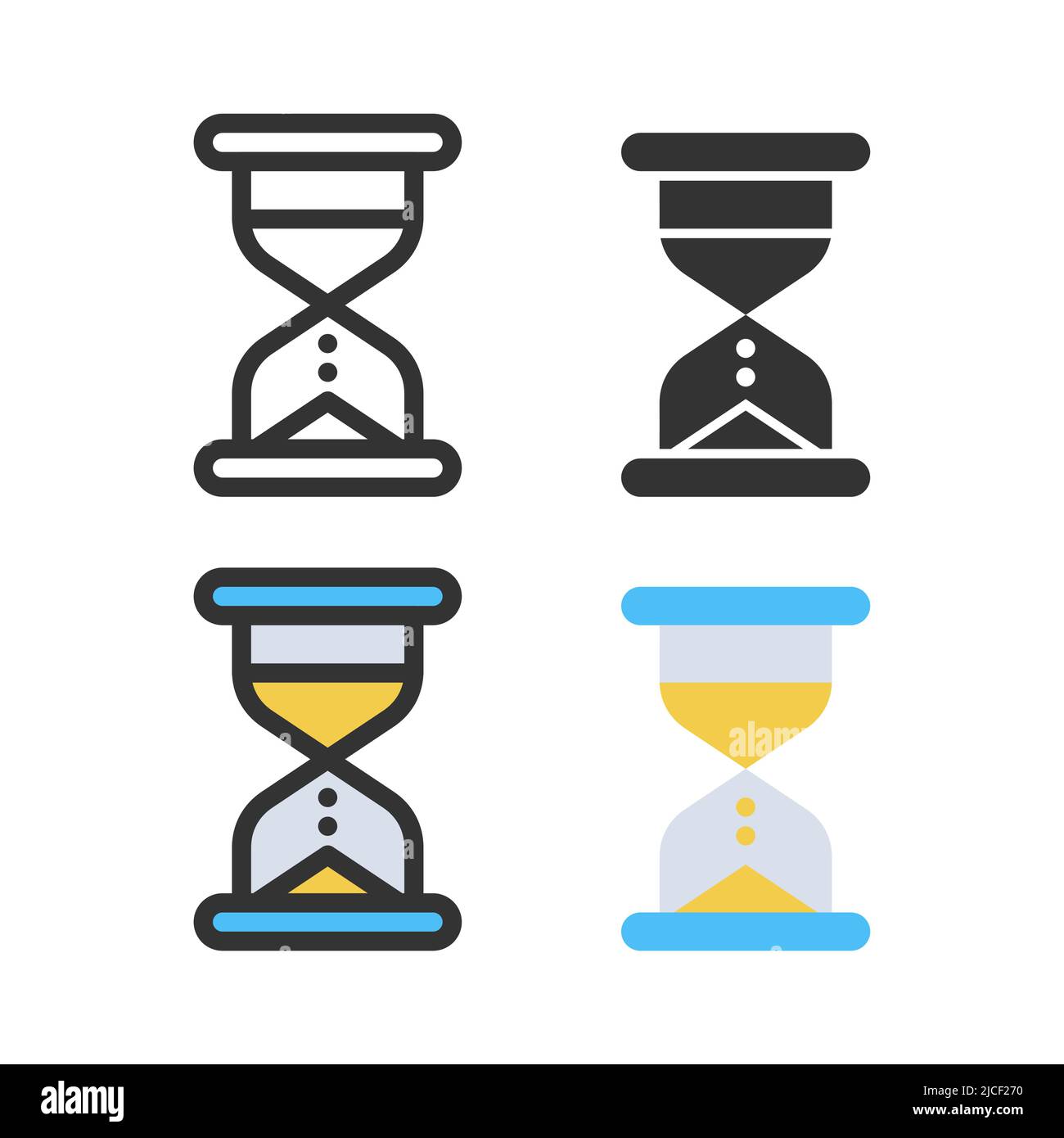 Hourglass, chemistry science laboratory colorful vector icon set with ...