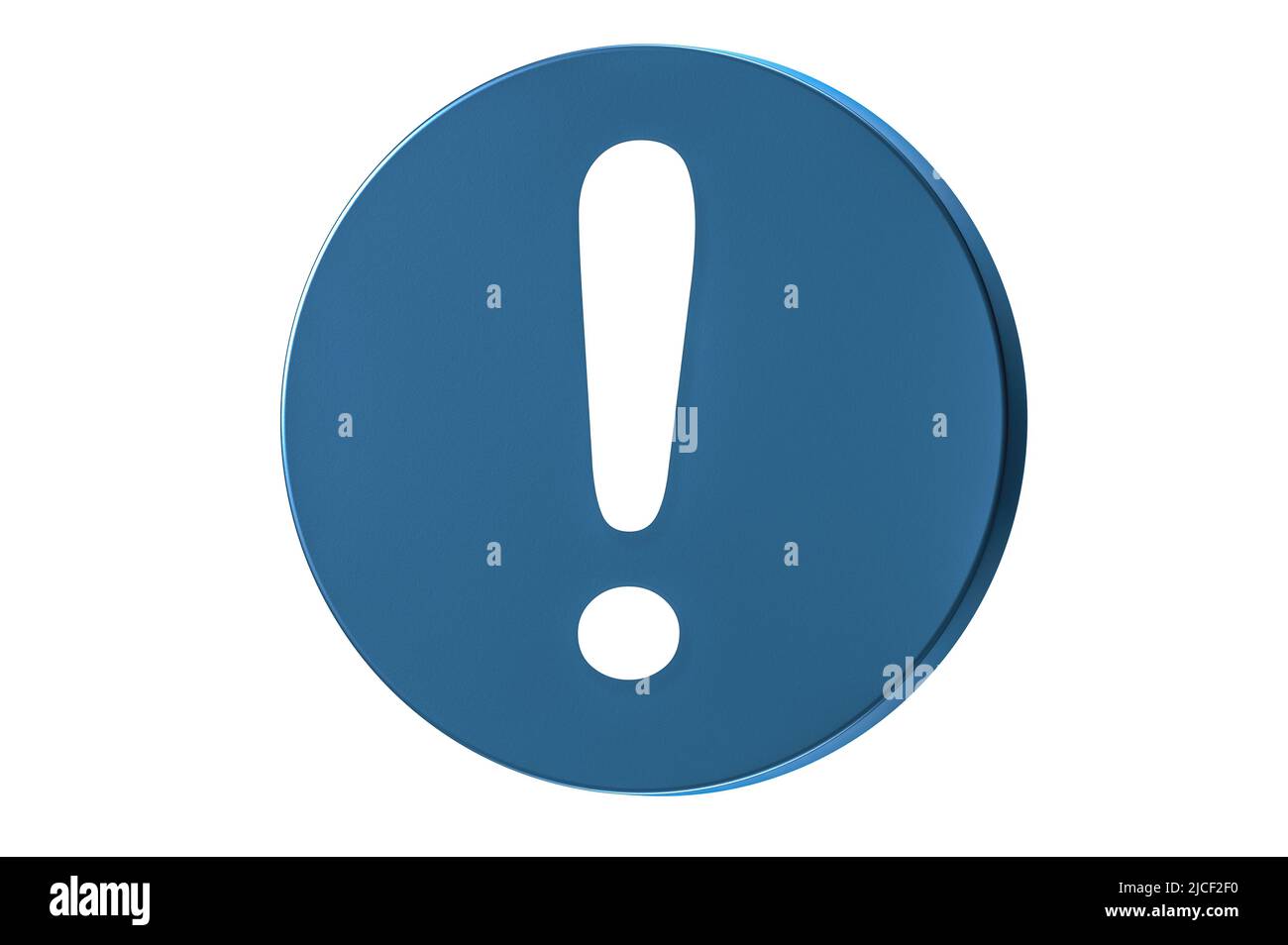 Blue exclamation mark symbol and attention or caution sign icon on ...