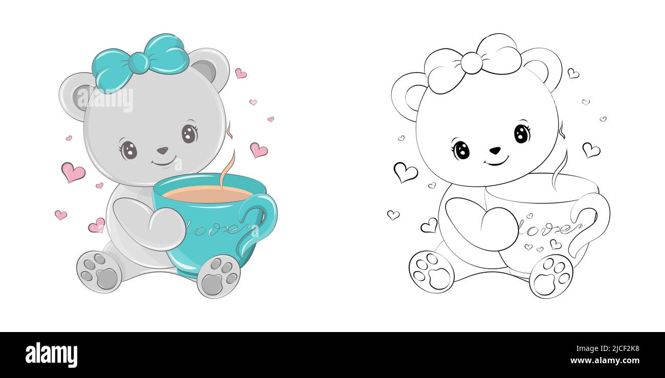 Cute Bear Clipart for Coloring Page and Illustration. Happy Clip Art ...