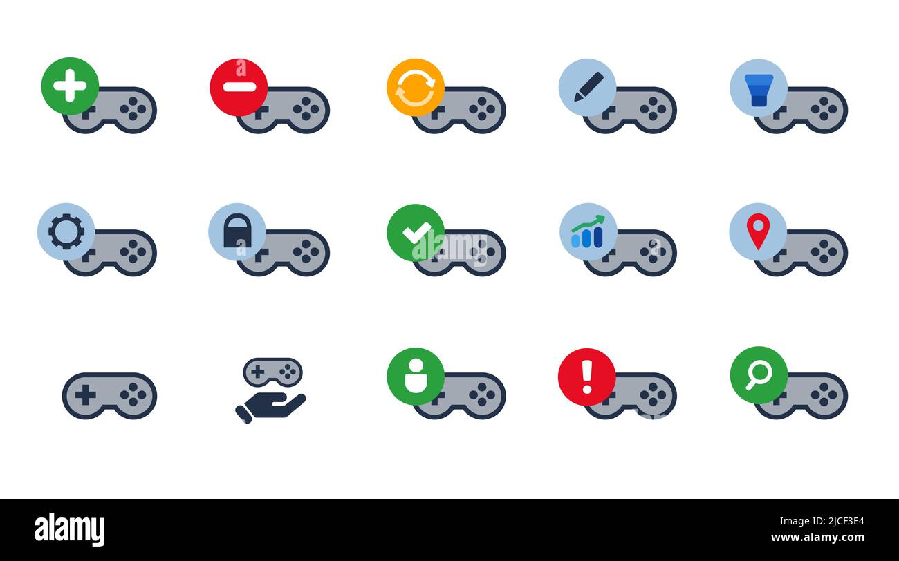 Gamepad gaming pad controller console play toy icon set collection ...