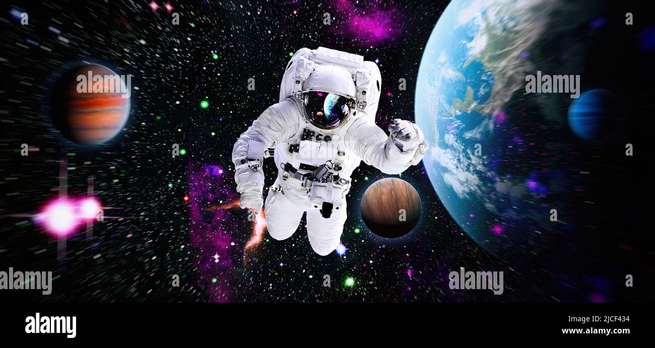 Astronaut in outer space.Cosmic art, science fiction wallpaper. Beauty ...