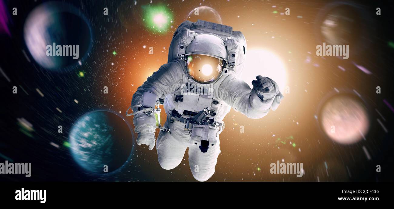 Astronaut in outer space.Cosmic art, science fiction wallpaper. Beauty ...