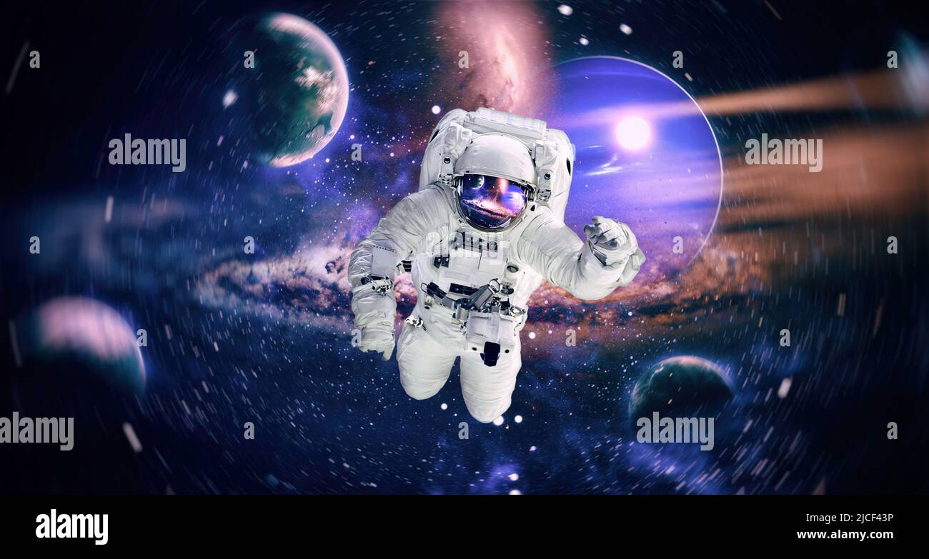 Astronaut in outer space.Cosmic art, science fiction wallpaper. Beauty ...