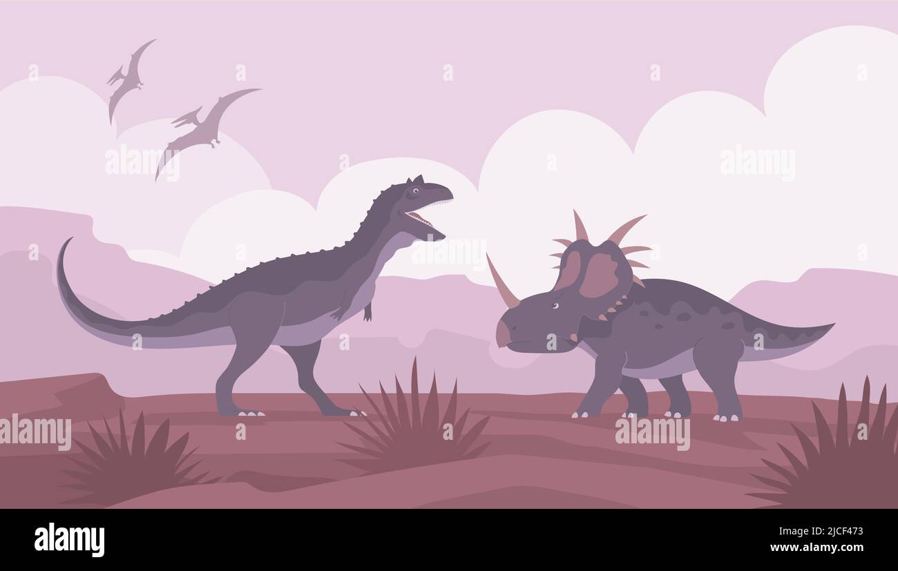Styracosaurus vs carnotaurus. Lizard fight. Ceratops with dangerous ...