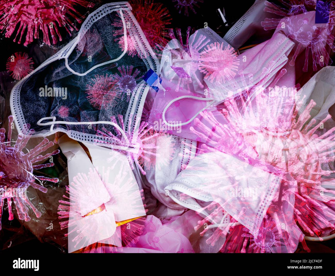 Used surgical face mask in trash. Medical waste management. Disposal ...