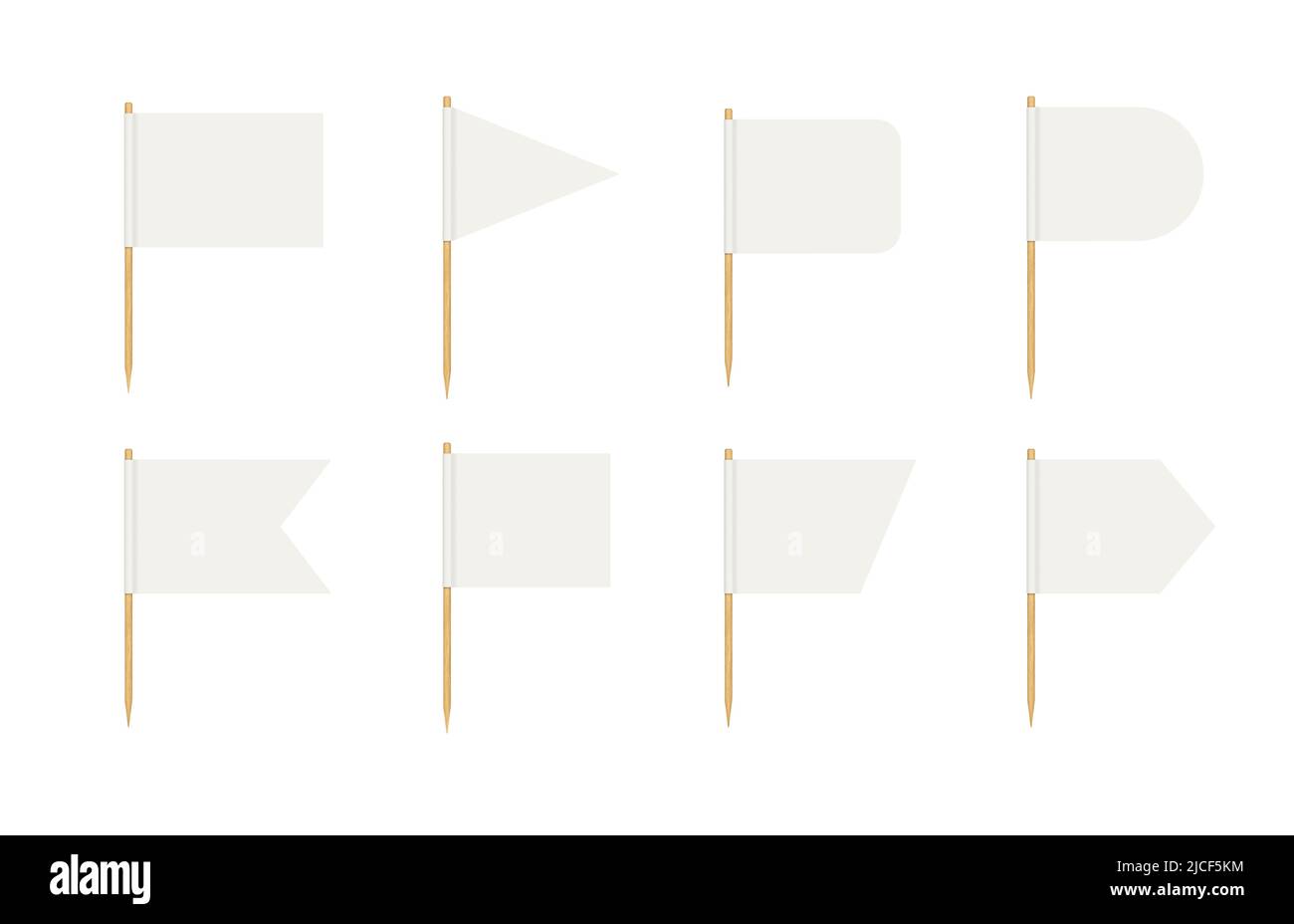 Toothpick flags. Blank flag on wooden stick. Wood toothpick with white ...