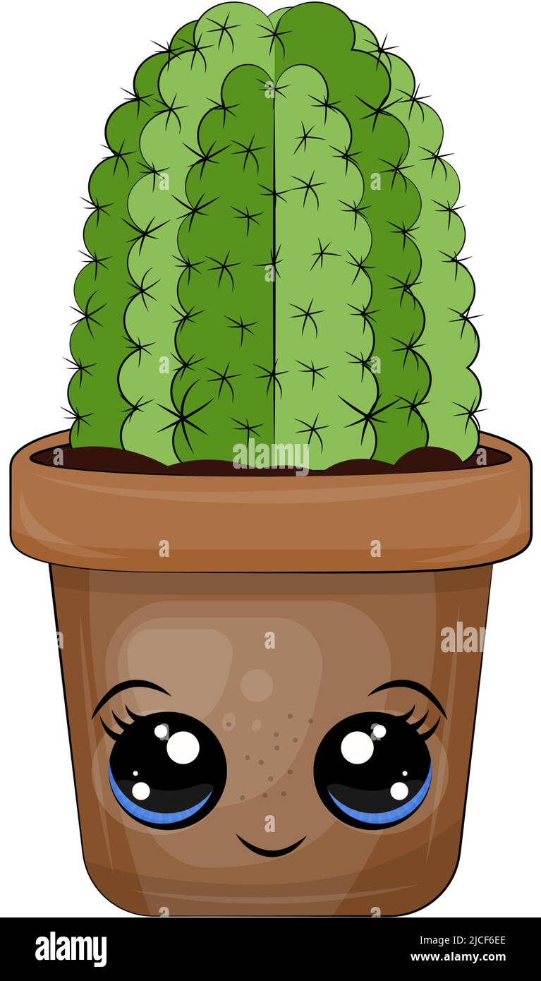 Cactus Clipart in Cute Cartoon Style Beautiful Clip Art Cactus in a Pot ...
