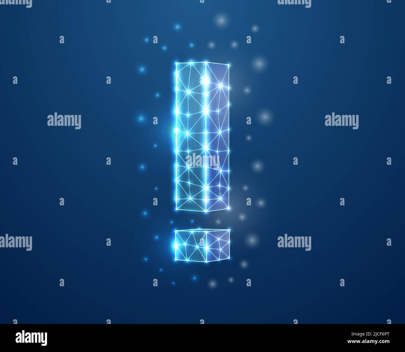 Exclamation mark 3d symbol in blue low poly style. Alert, problem design concept illustration ...