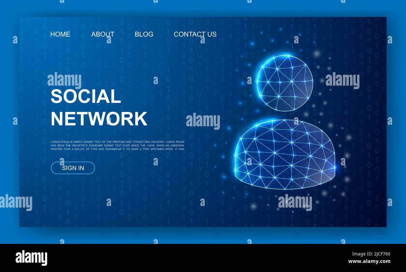 User avatar 3d polygonal website template. Teamwork design illustration ...