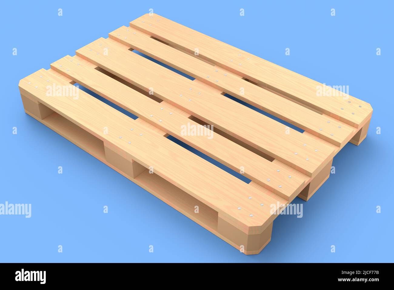 Wooden pallet for warehouse cargo storage isolated on blue background ...