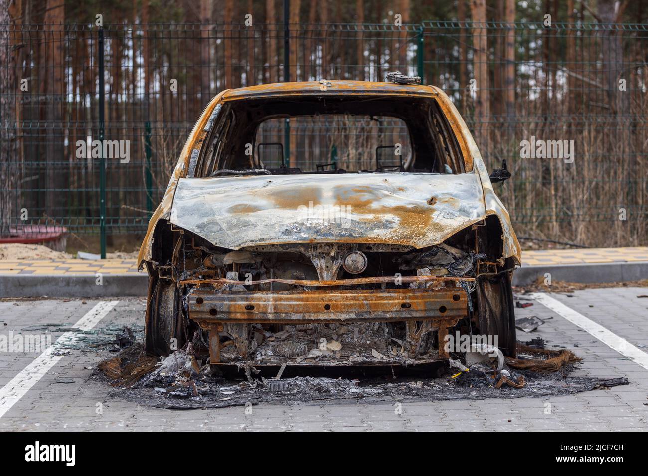 Shot cars. On the streets of Irpin. Cities of Ukraine after the Russian ...