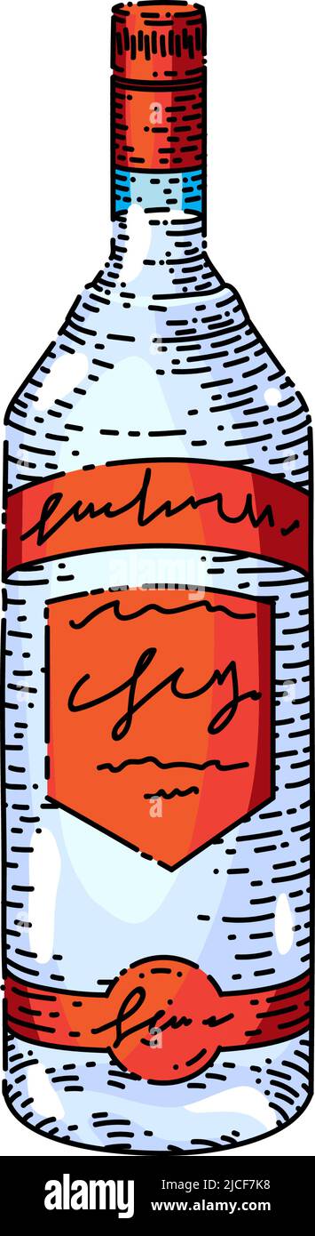 vodka bottle sketch hand drawn vector Stock Vector Image & Art - Alamy